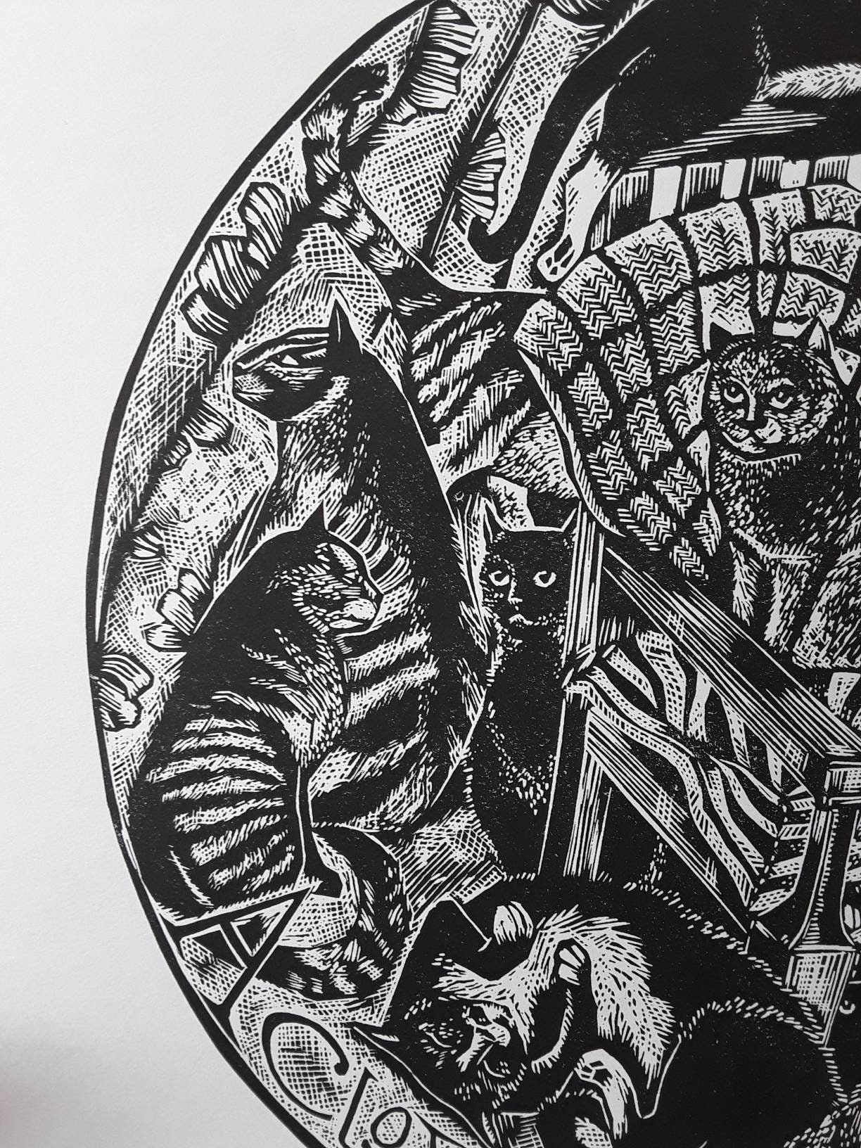 Clowder of Cats Linocut Print - Etsy UK