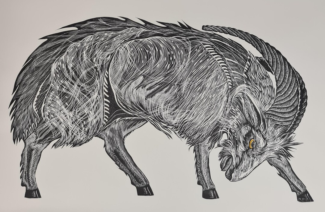 The Goat Original Hand Pulled Linocut Print - Etsy