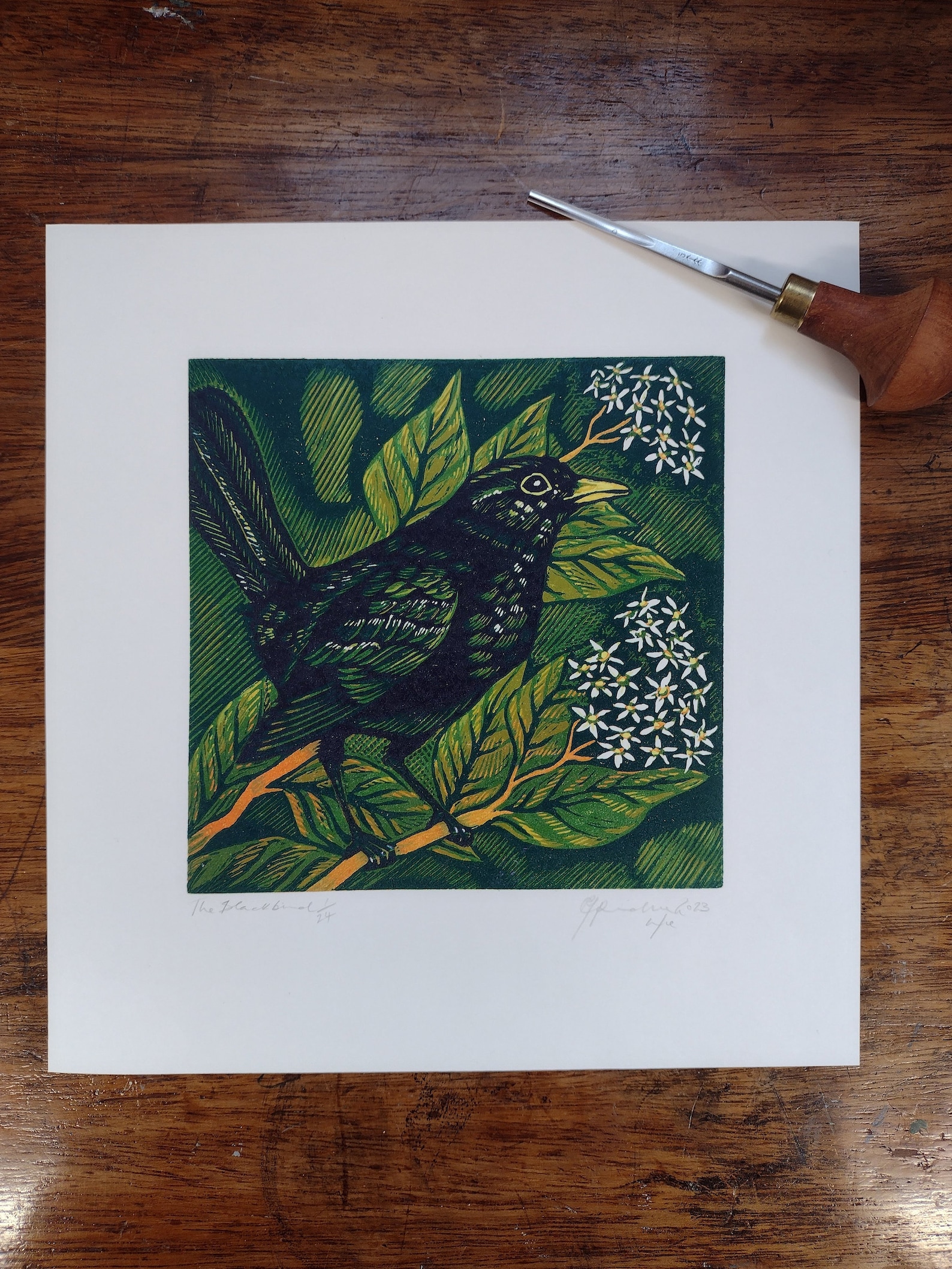 The Blackbird Original Colour Reduction Limited Edition Linocut Print ...