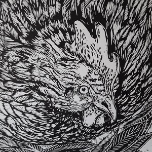 Chicken/hen Linocut Print 'mavis' - Etsy