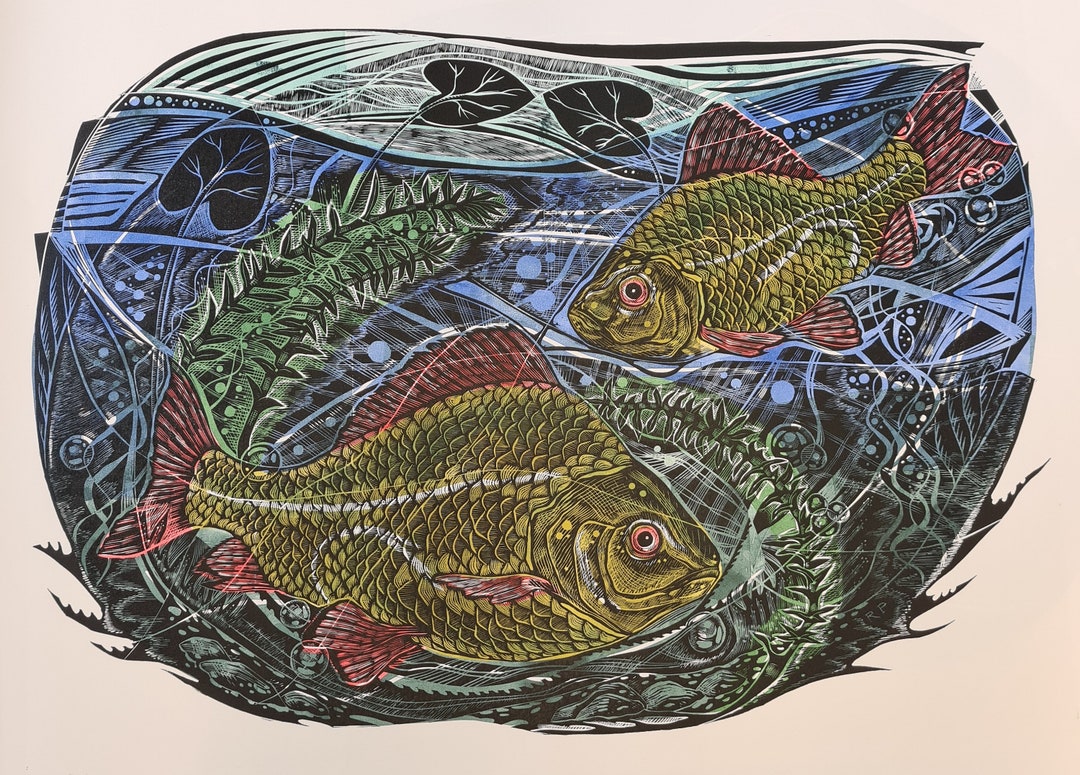 In the Green Shifting Shadows Original Limited Edition Linocut Print - Etsy