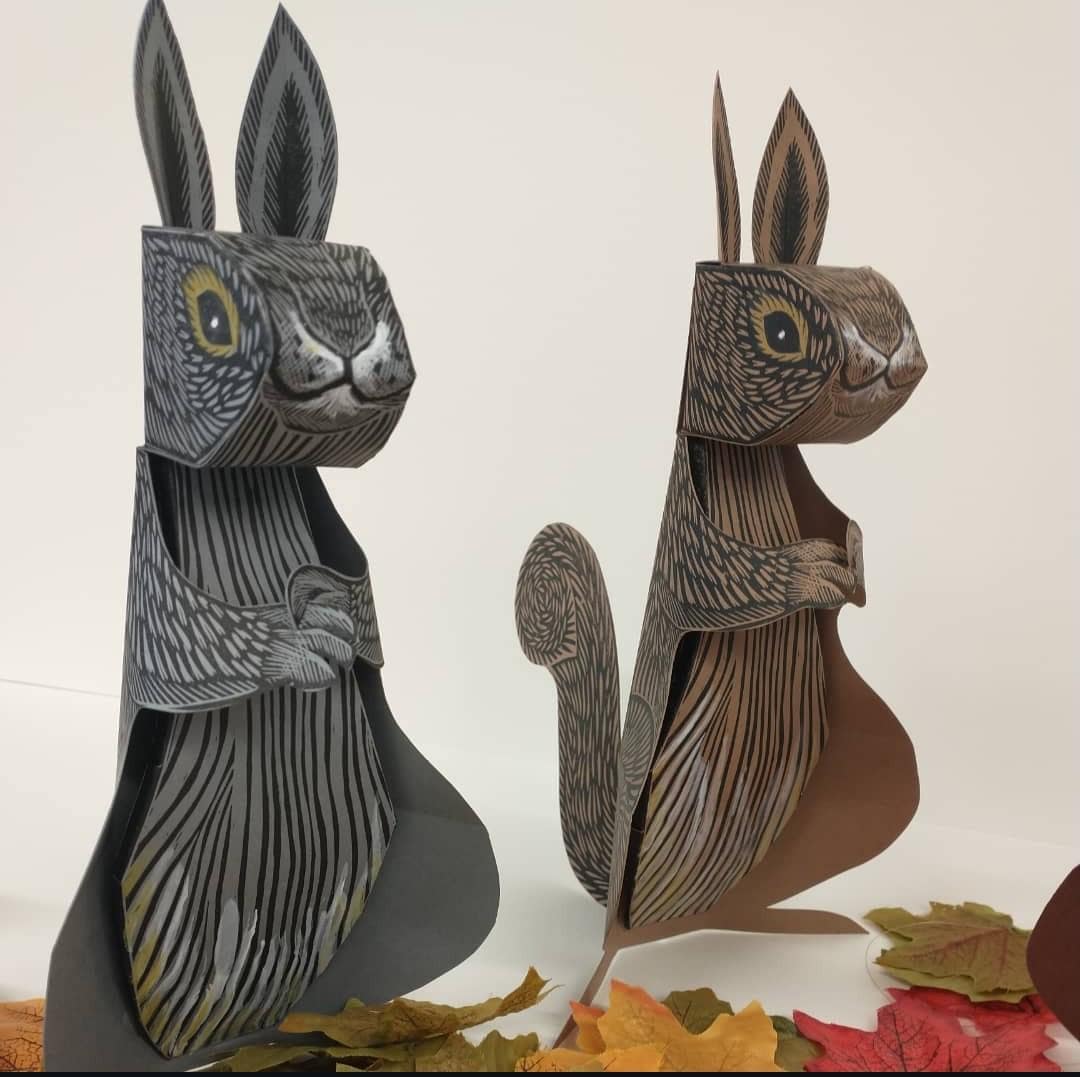 Red Squirrel 3D Hand Printed Linocut Self Assembly Model - Etsy