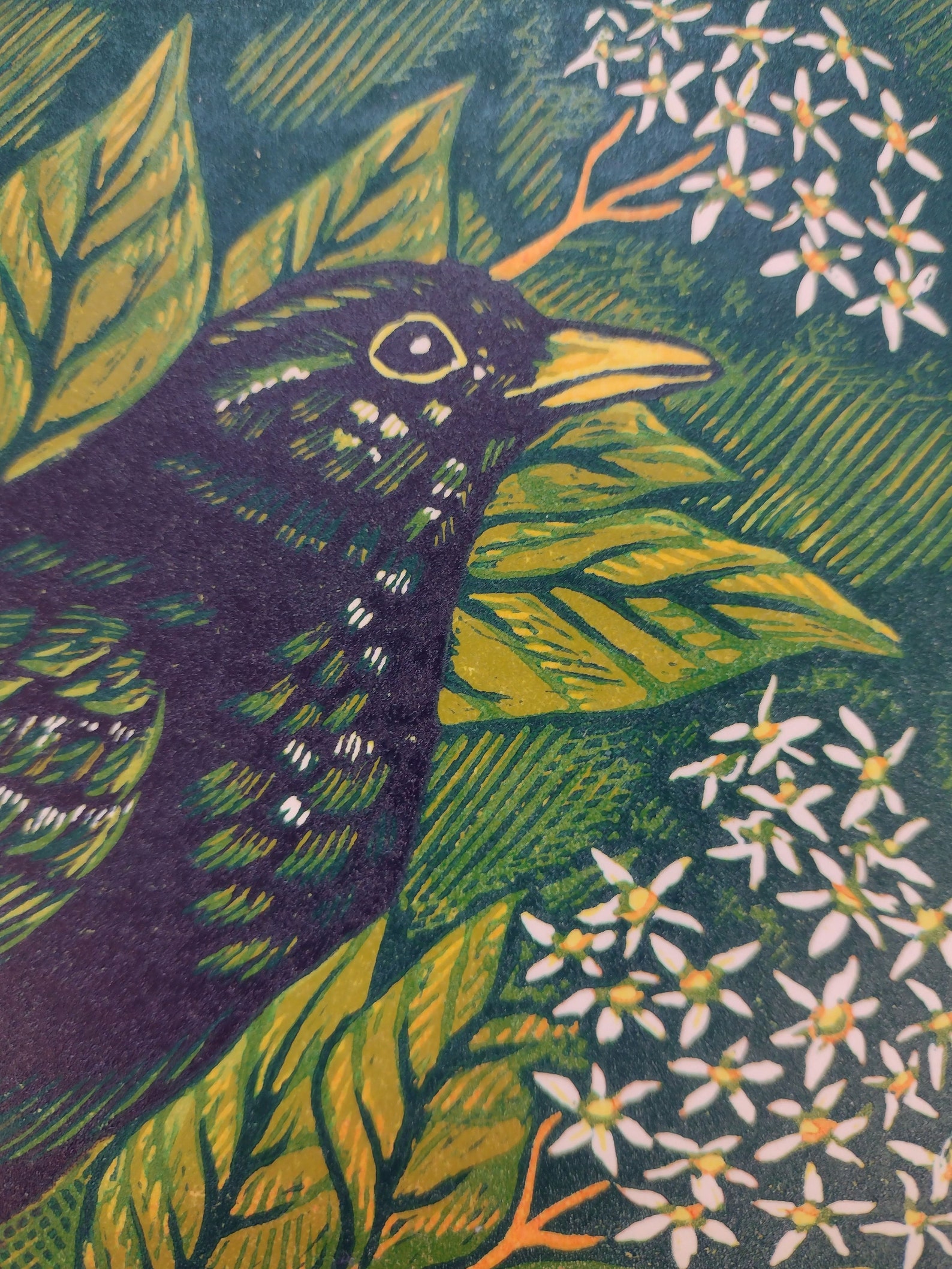 The Blackbird Original Colour Reduction Limited Edition Linocut Print ...