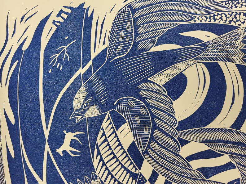 Sky Dancing Original Hand Pulled Linocut Print - Etsy