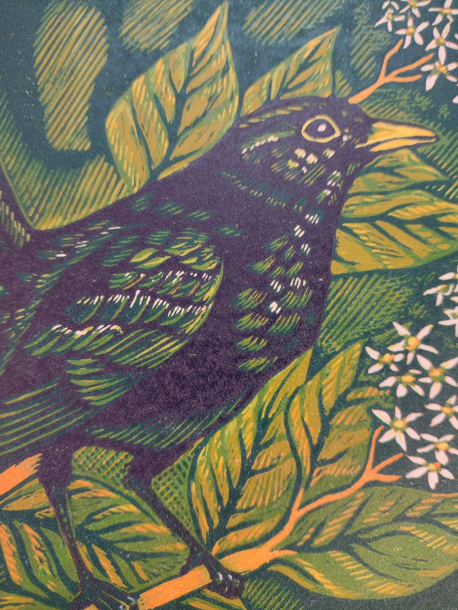 The Blackbird Original Colour Reduction Limited Edition Linocut Print ...