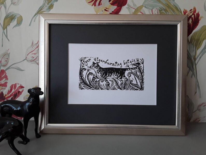 Tiger Tiger Lino Cut Print - Etsy UK