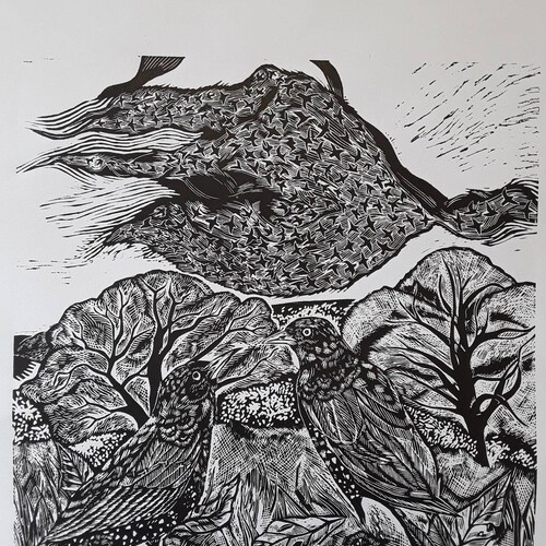 Starling Murmuration Art Print Watercolor Painting Giclee - Etsy