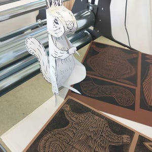 Red Squirrel 3D Hand Printed Linocut Self Assembly Model - Etsy