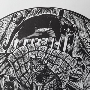 Clowder of Cats Linocut Print - Etsy UK