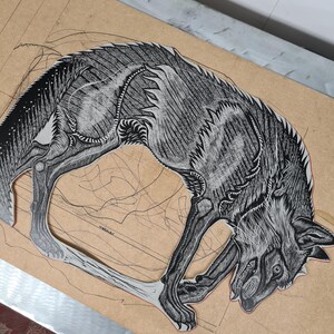The Wolf Original Hand Pulled Linocut Print - Etsy