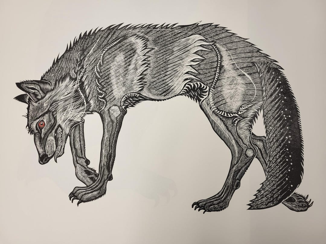 The Wolf Original Hand Pulled Linocut Print - Etsy