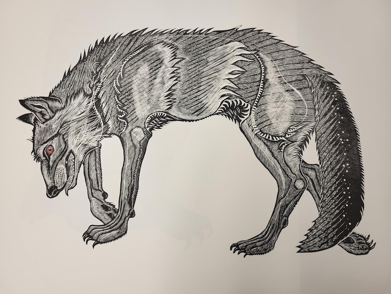 The Wolf Original Hand Pulled Linocut Print - Etsy
