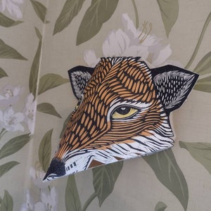 Hand Printed Linocut Wall Mounted Fox Head - Etsy