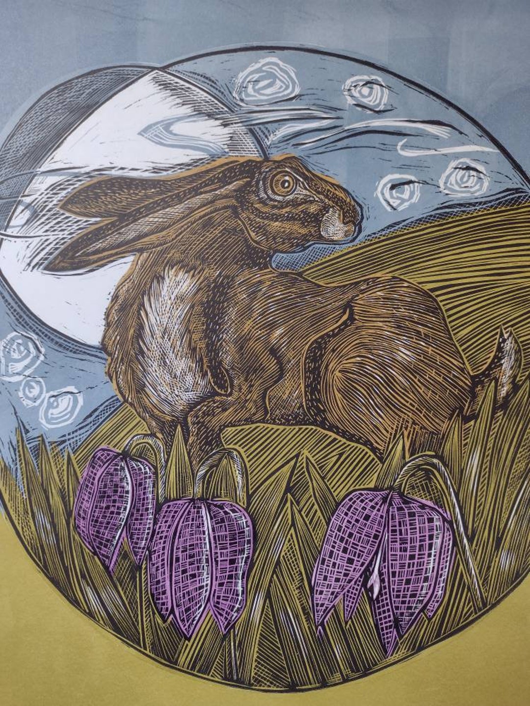 The Hare Path original handgedruckter Linoldruck - Etsy Österreich