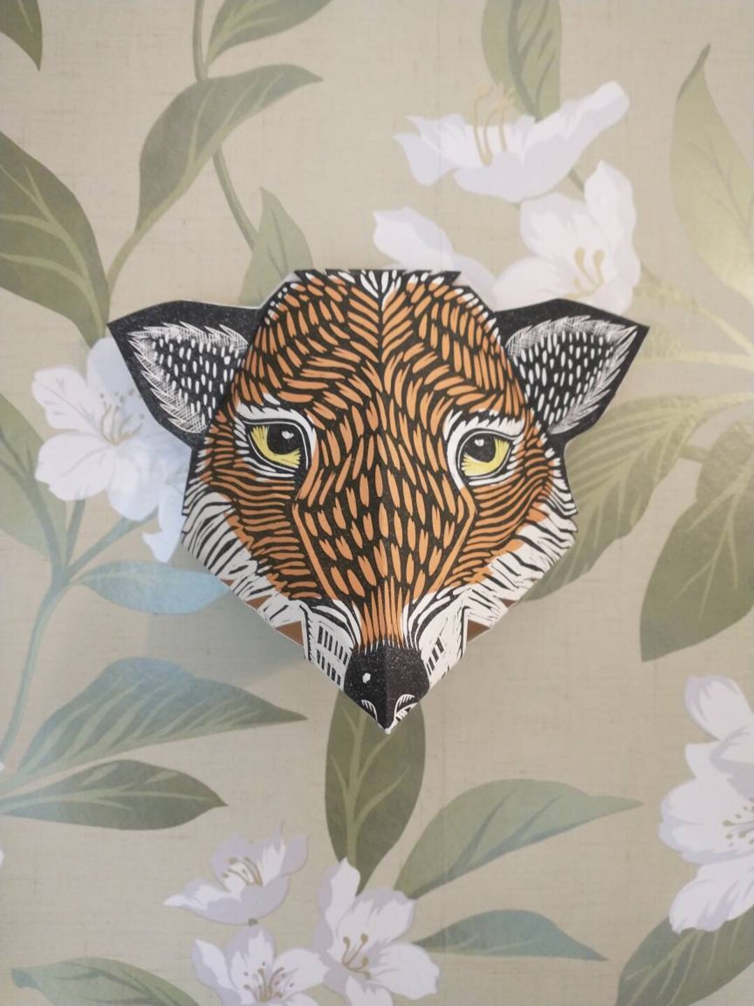 Hand Printed Linocut Wall Mounted Fox Head - Etsy