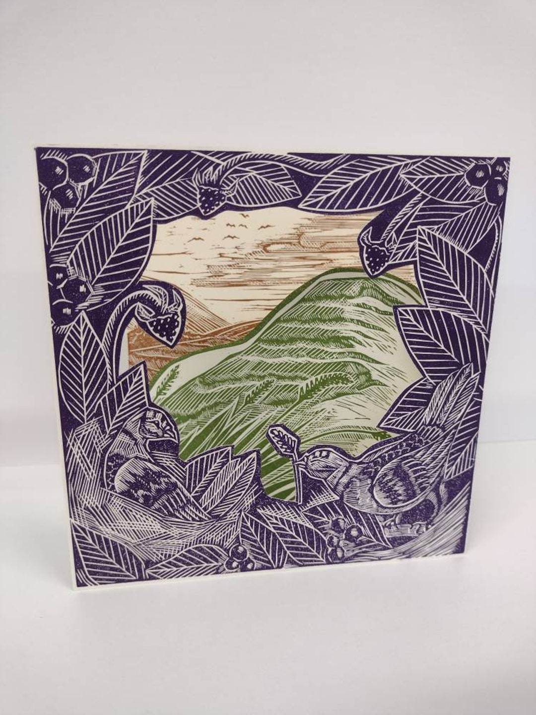 Autumn Vista Hand Pulled Linocut Printed Trifold 3D Greetings Card - Etsy