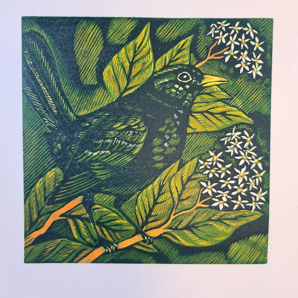 Bird Linocut - Etsy UK