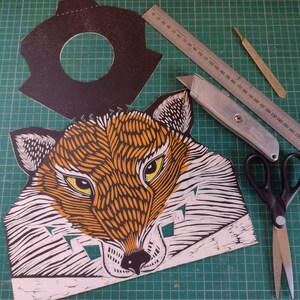Hand Printed Linocut Wall Mounted Fox Head - Etsy