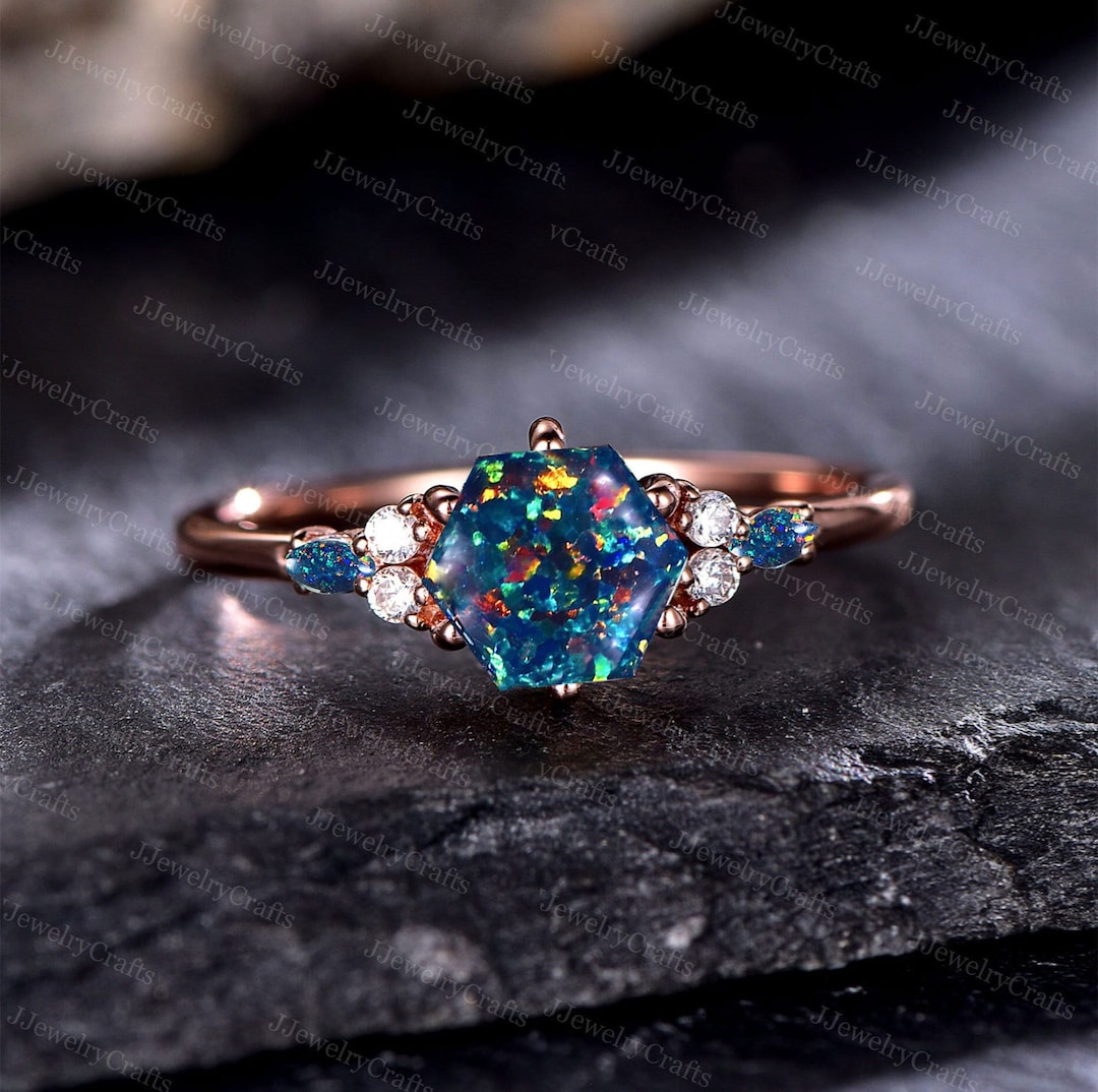 Natural Black Opal Ring,sterling Silver,black Opal Ring,fire Opal Ring ...