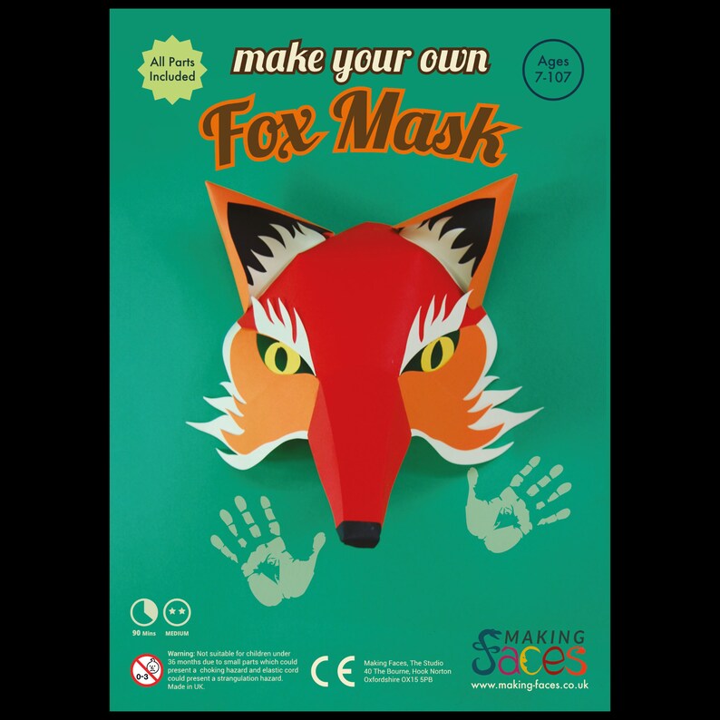 Make Your Own Fox Mask - Unique 3D Design - All Parts Included - Easy ...
