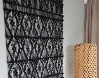Large Macrame Wall Hanging Black - Etsy