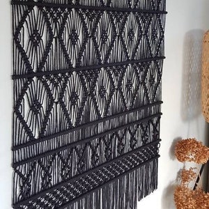 Large Macrame Wall Hanging Black Macrame Wall Hanging - Etsy