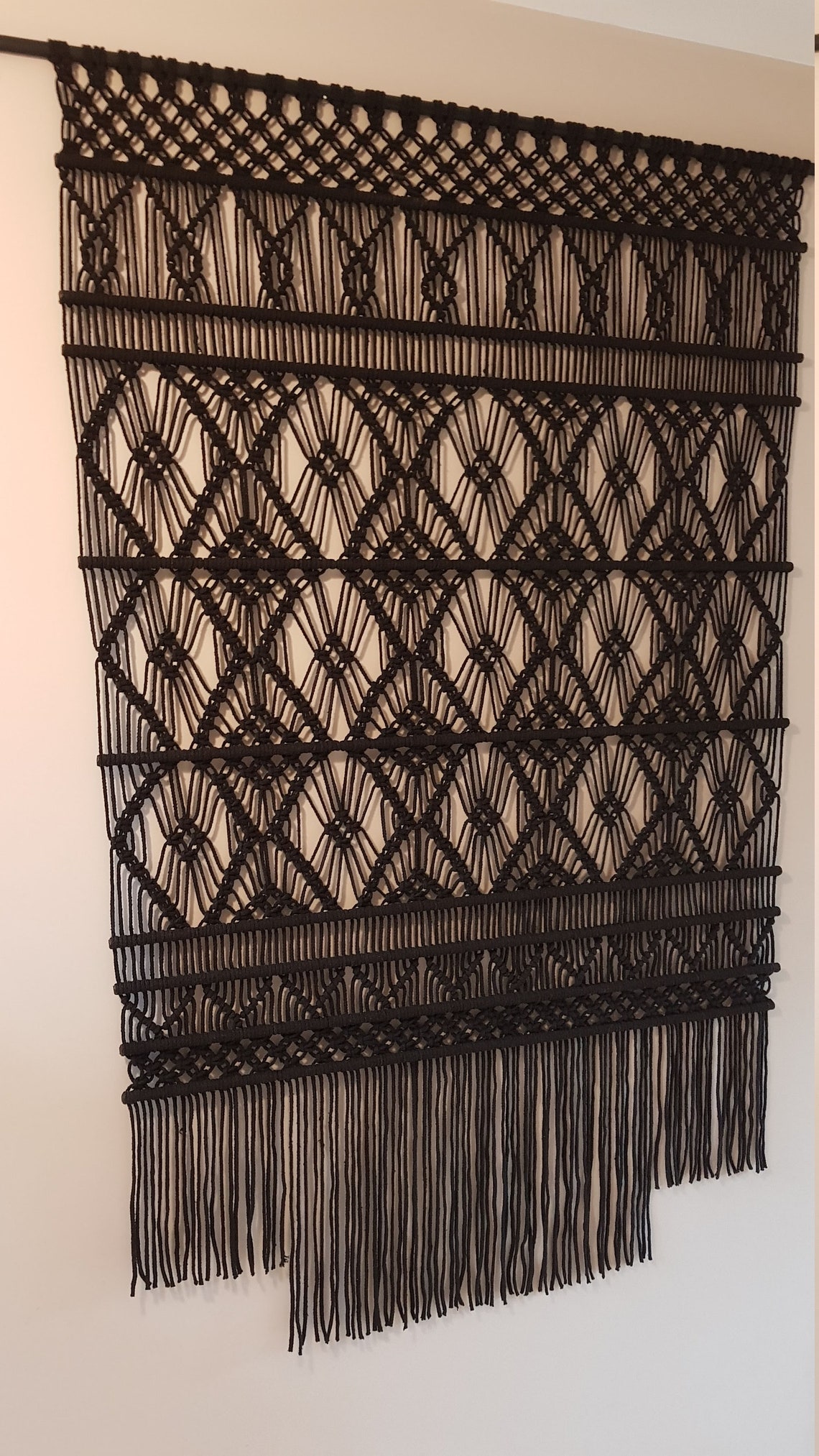 Large Macrame Wall Hanging Black Macrame Wall Hanging - Etsy