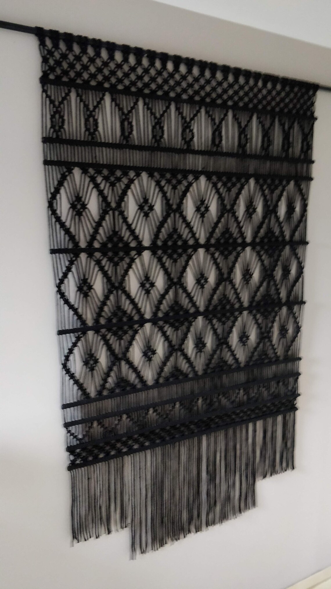 Large Macrame Wall Hanging Black Macrame Wall Hanging - Etsy
