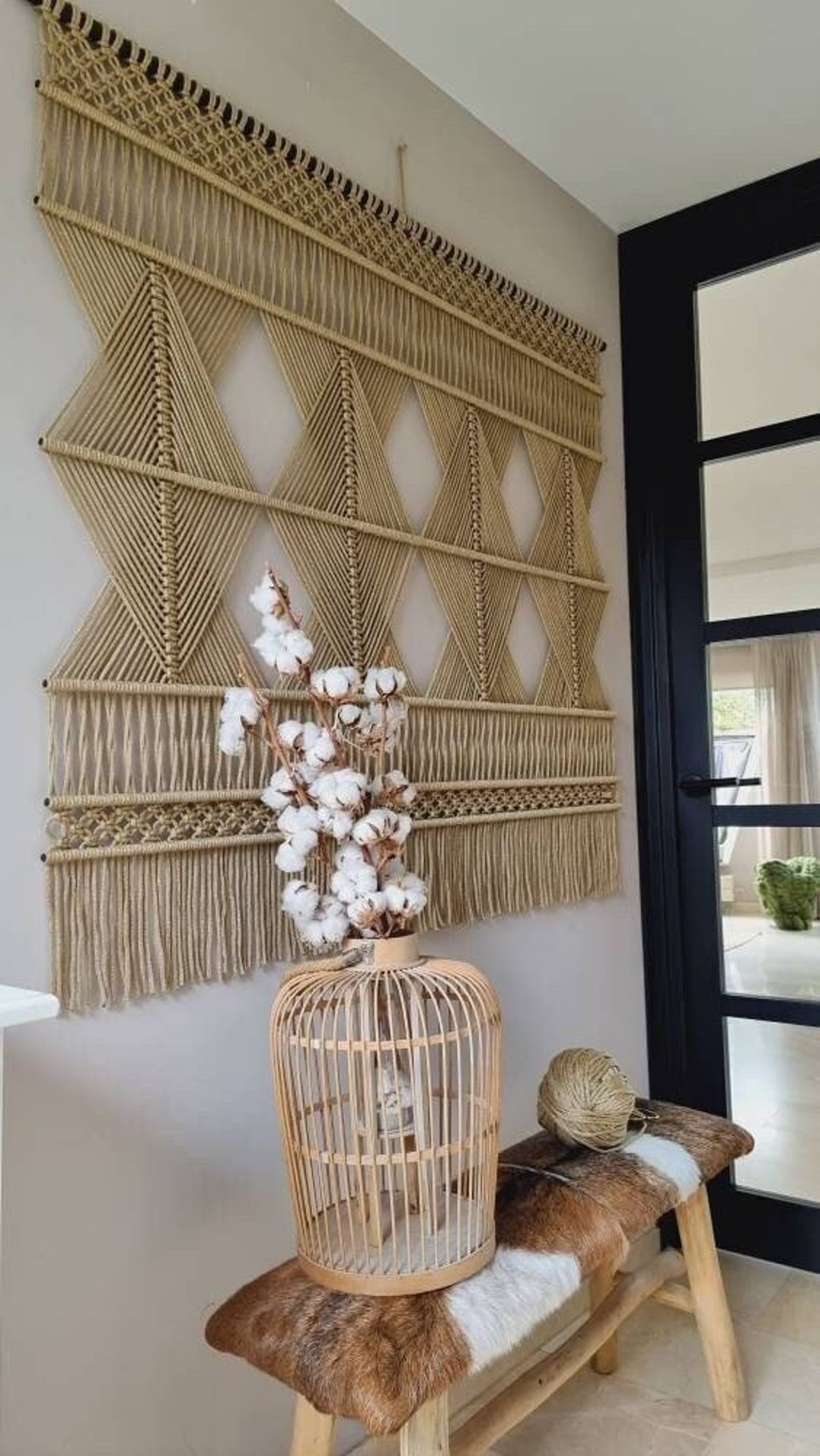 Wall Hanging Macrame Gold Tapestry Unique Timeless Macramé With ...