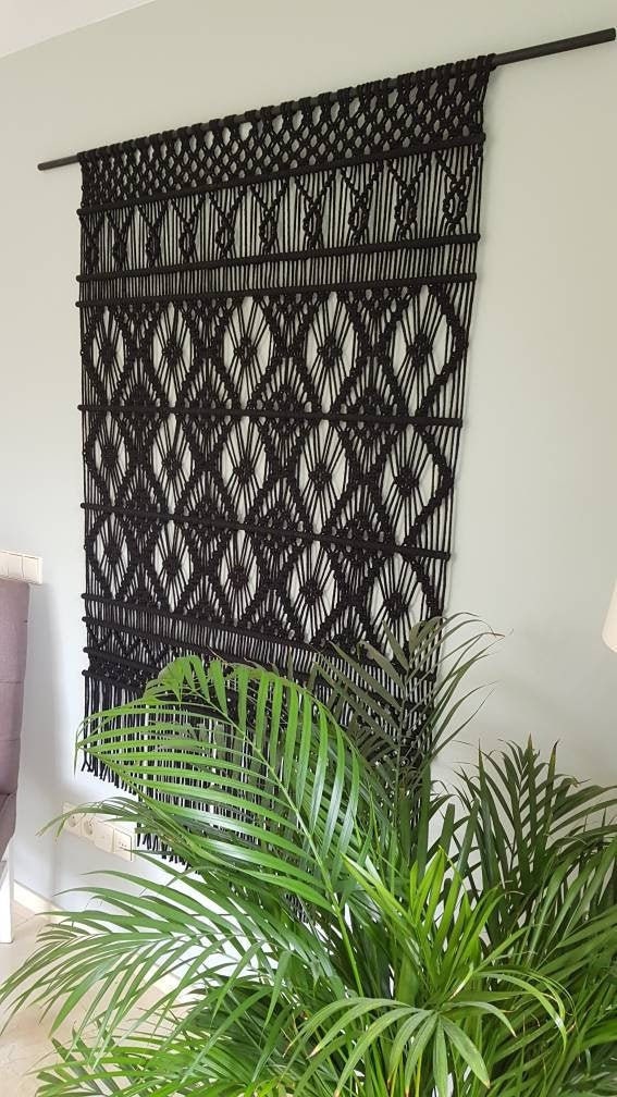 Large Macrame Wall Hanging Black Macrame Wall Hanging - Etsy