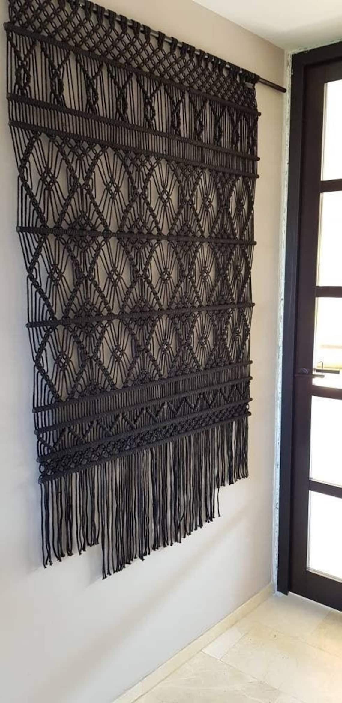 Large Macrame Wall Hanging Black Macrame Wall Hanging - Etsy