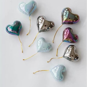 Handmade Ceramic Heart Balloon Magnet or Brooch: Colorful Home Decor - Etsy