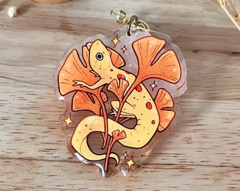 Yellow Slug Keychain, Ginkgo Woodland Critters Art, Epoxy Keychain ...