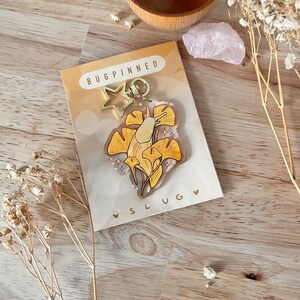 Yellow Slug Keychain, Ginkgo Woodland Critters Art, Epoxy Keychain ...