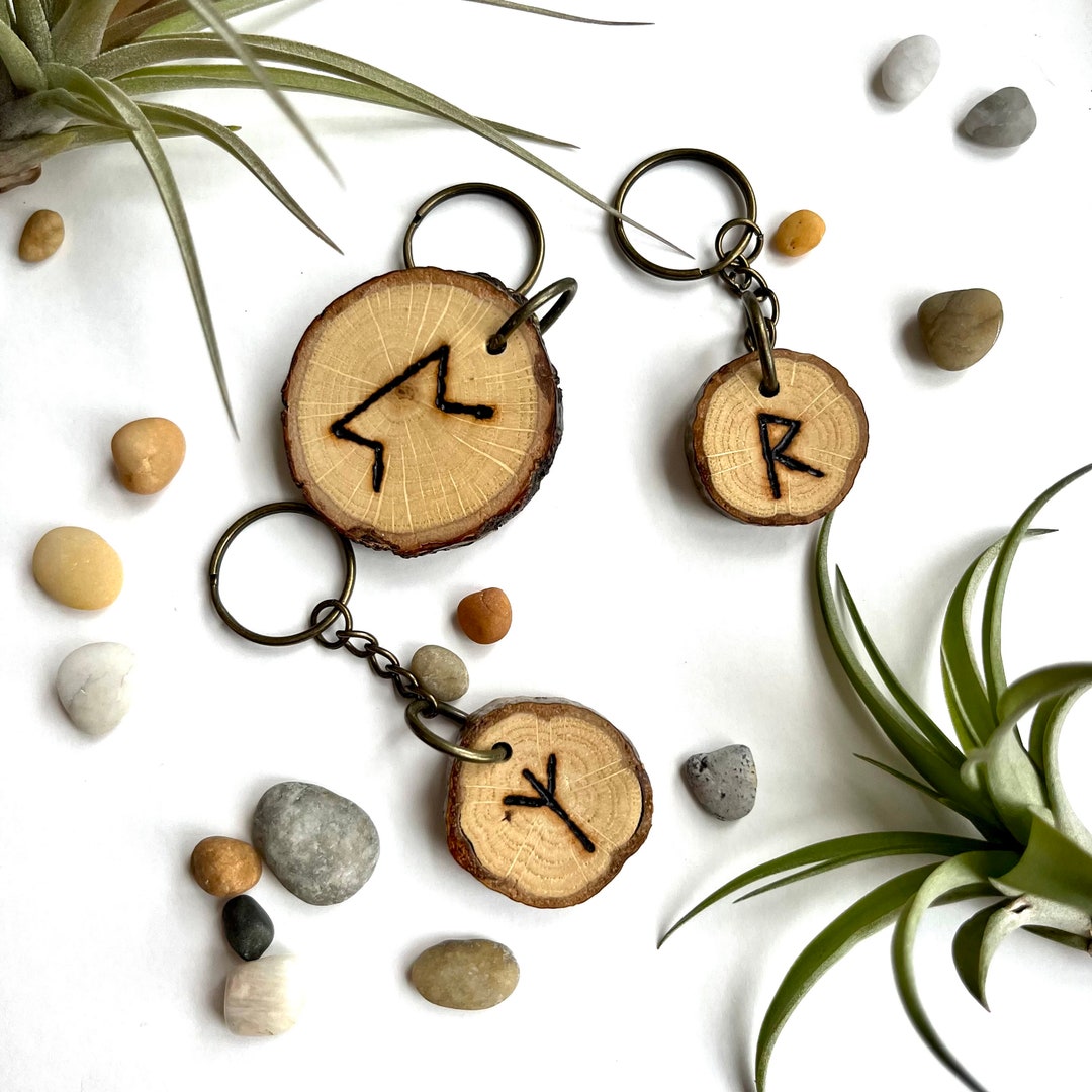 Wood Burned Rune Keychain Elder Futhark - Etsy