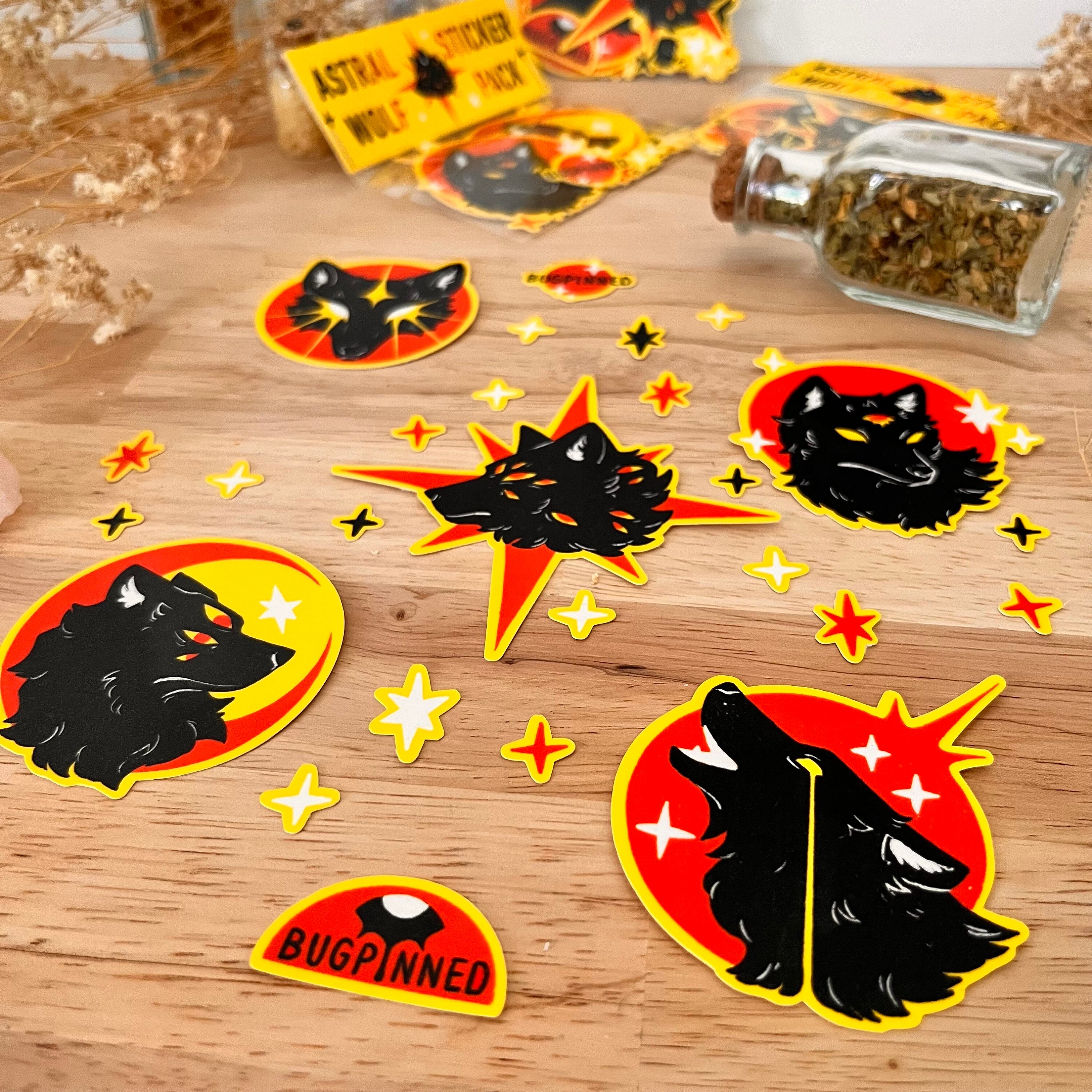 Astral Wolf Sticker Pack Die-cut Stickers Sticker Confetti - Etsy