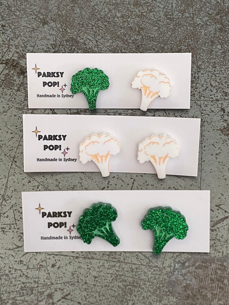 Broc/cauli Studs | Etsy