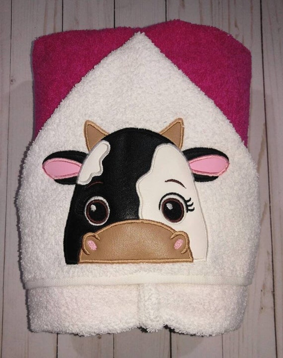 Personalized Black and White Cow Machine Embroidered Hooded | Etsy