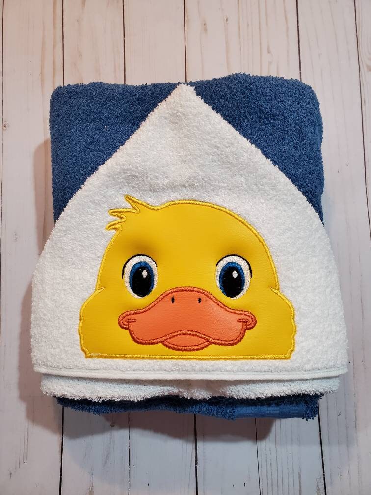 Personalized Yellow Rubber Duck Embroidered Hooded Bath Towel. - Etsy