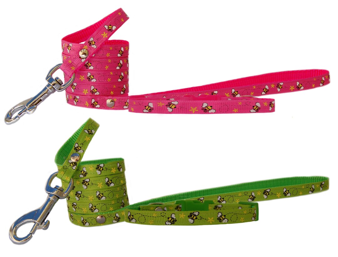 Hot Pink or Lime Green Blue or Orange Bumble Bee Chihuahua Collar and ...