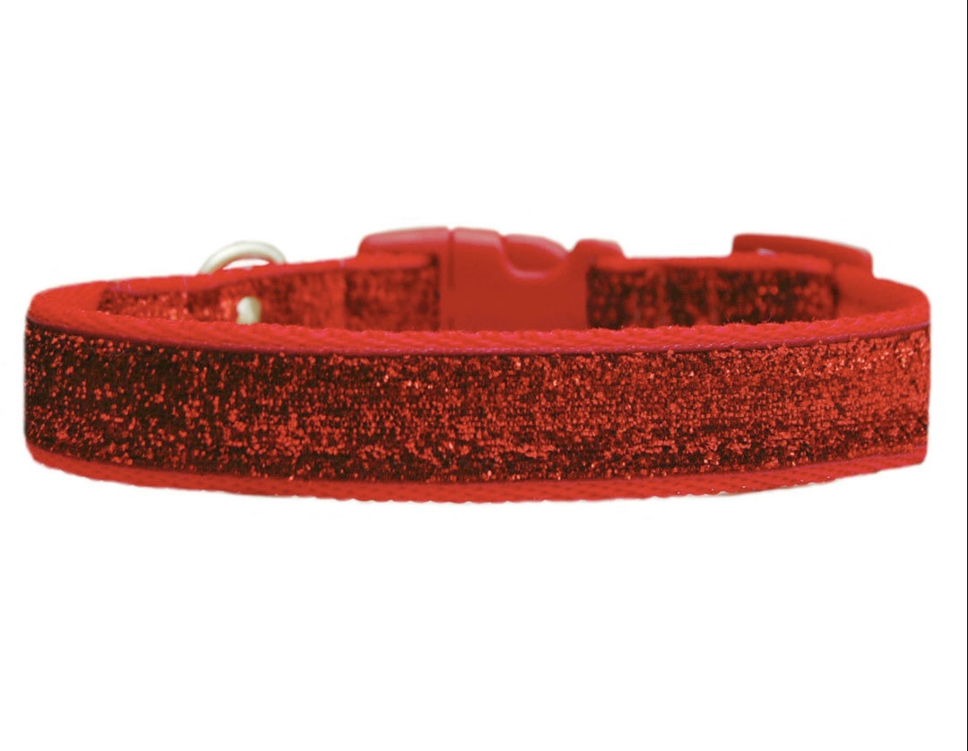 Scarlet Red Sparkle Glitter Large Breed Dog/puppy Collar or Collar and ...