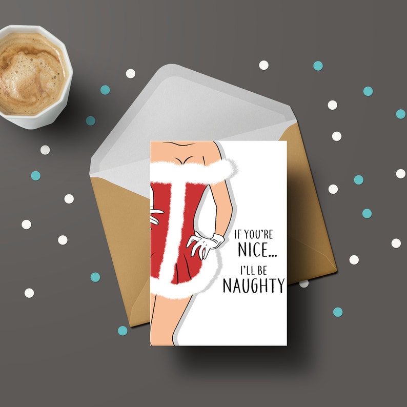 Naughty Christmas Card Ill Be Naughty Xmas Greeting Etsy