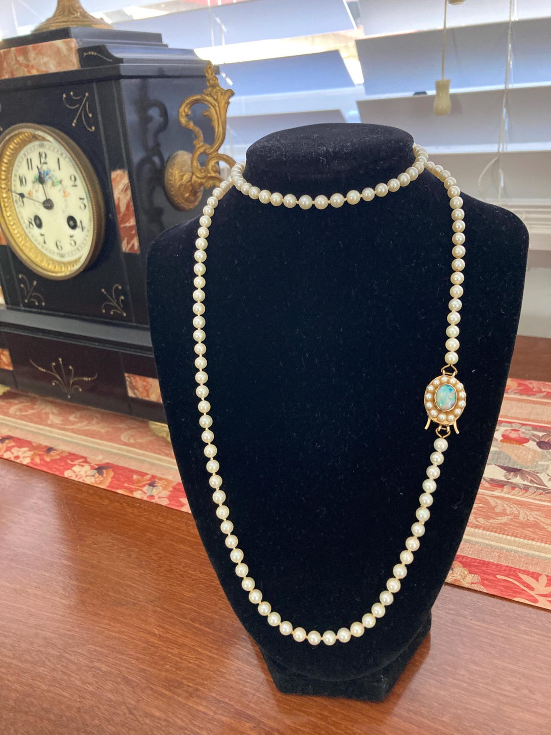 Art Deco Opera Length Pearls With 9ct Gold and Opal Clasp - Etsy