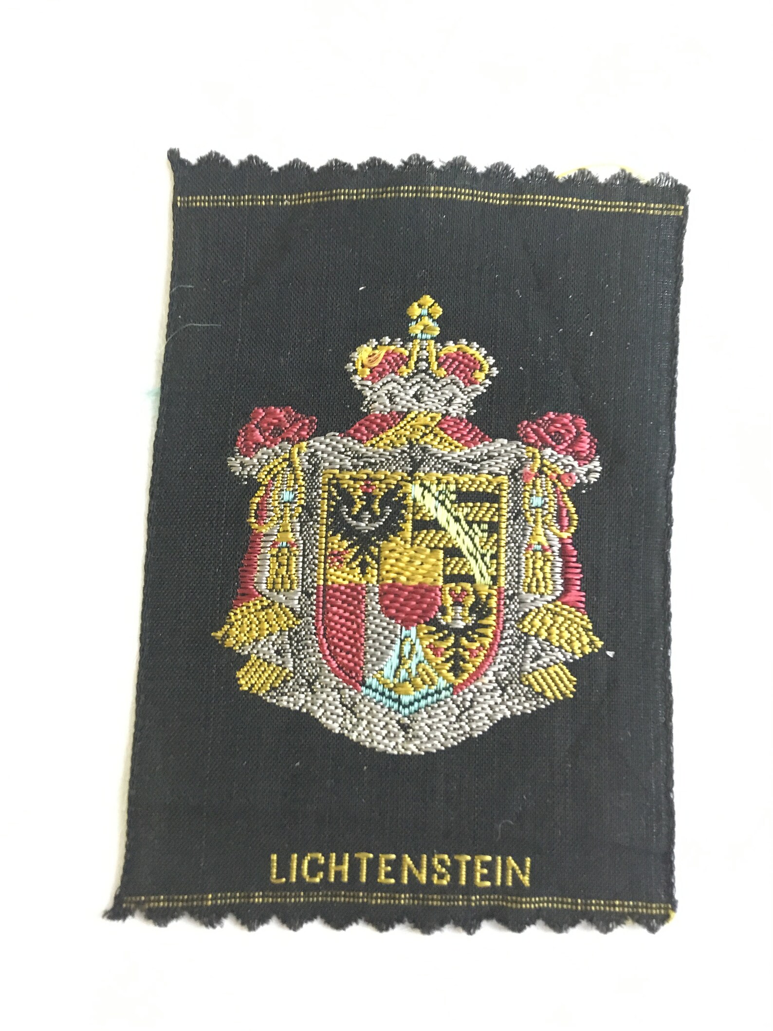 A woven Lichtenstein silk cigarette patch/card Door Steden en | Etsy