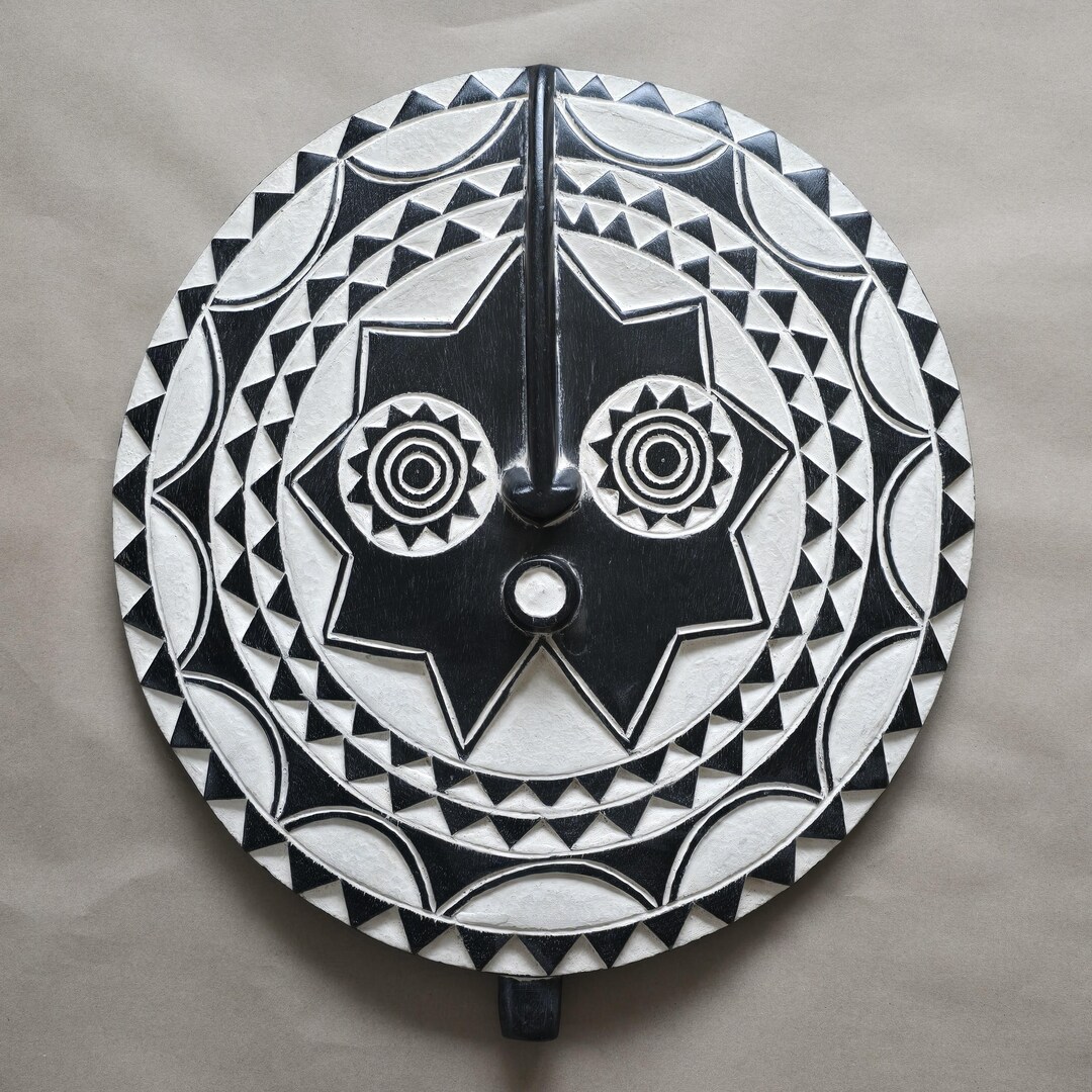 African Sun Mask Black and White/bwo Mask - Etsy