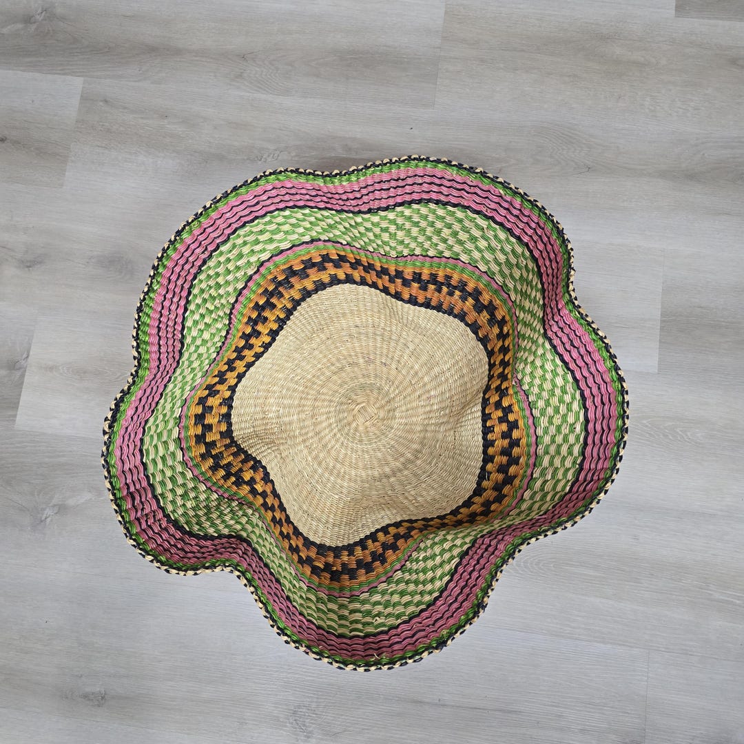 Ghana Bolga Wave Basket: African Woven Storage, 20" - Etsy