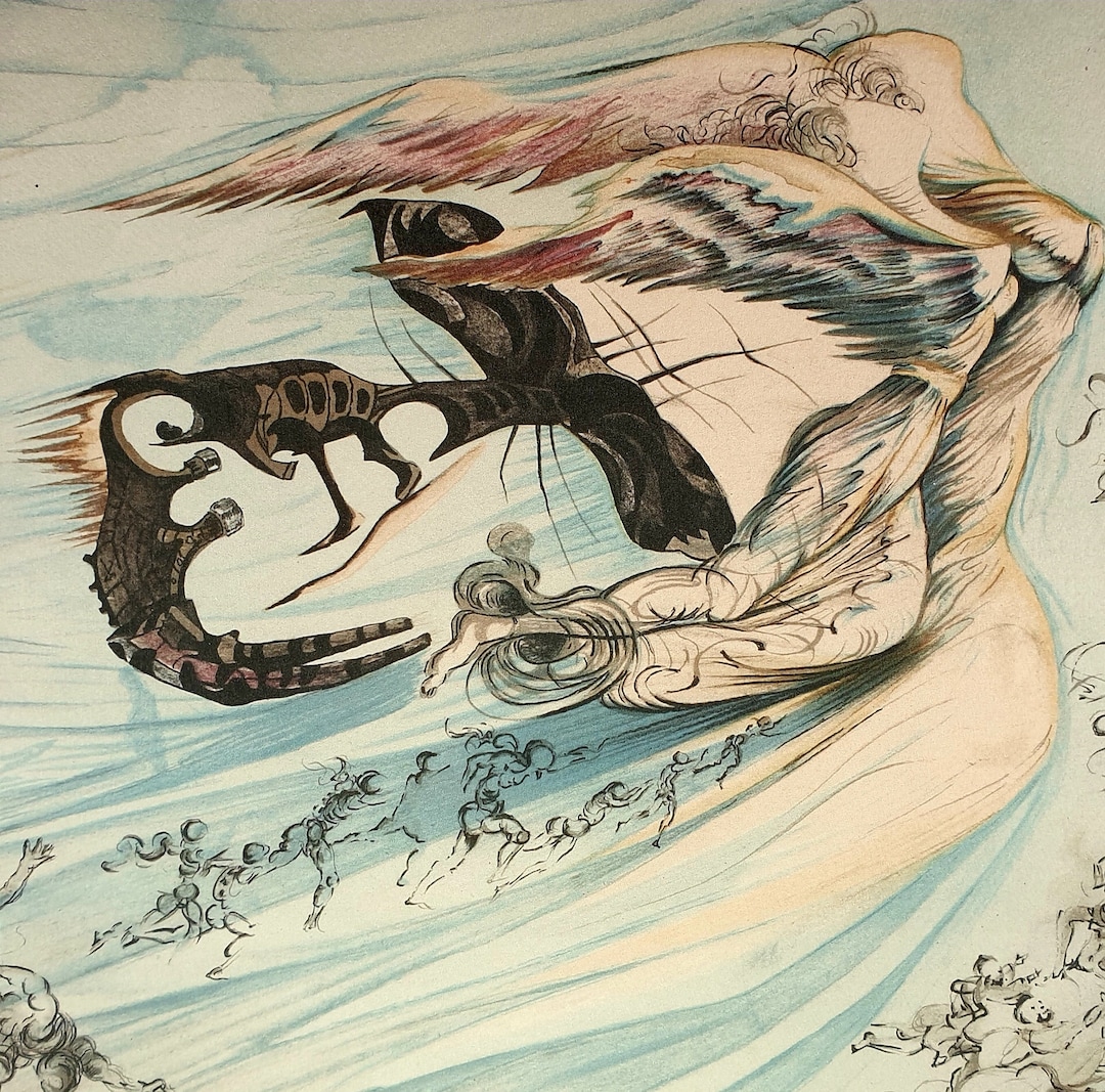 Salvador Dalí, Winged Woman Surreal Angel, Hand Signed Lithograph - Etsy