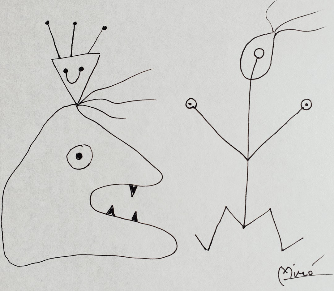 Joan Miró Pen & Ink Drawing Hand Signed - Etsy