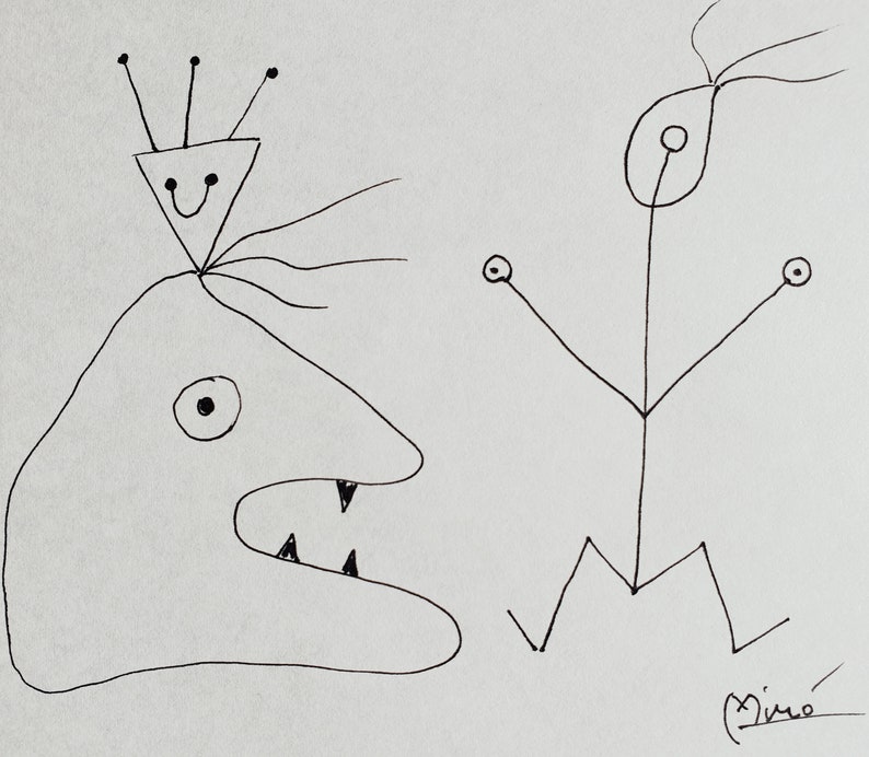 Joan Miró Pen & Ink Drawing Hand Signed - Etsy