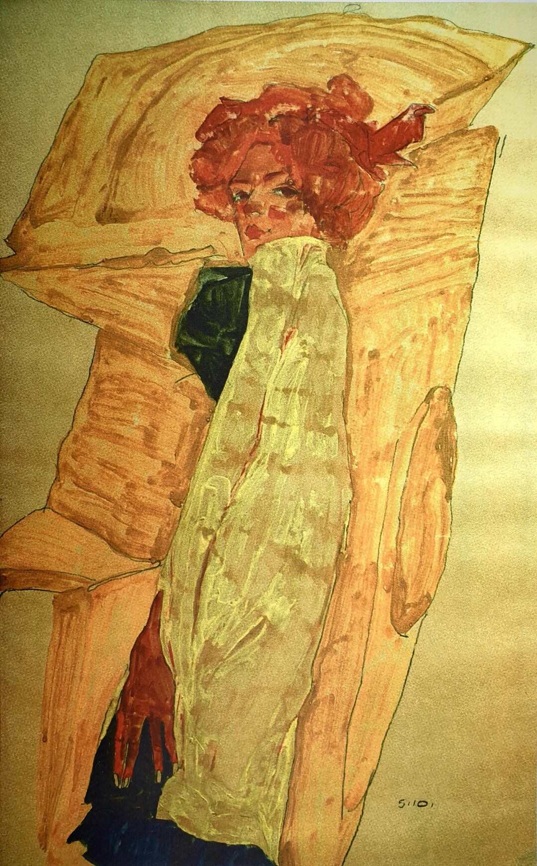 Egon Schiele, Gerti in Front of Ocher, Plate Signed Chromolithograph - Etsy
